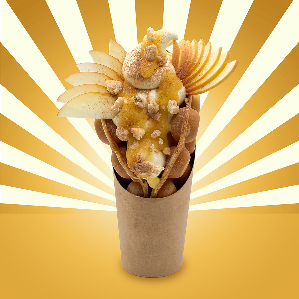 Bubble Waffel mit Apfelmus, Zimt und Zucker - Sweet Depot
